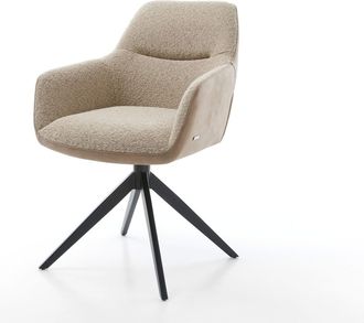 DELIFE Drehstuhl Pejo-Flex Materialmix Schlamm Kreuzgestell breit Schwarz 360&deg; drehbar Wippfunktion Taschenfederkern, Esszimmerst&uuml;hle