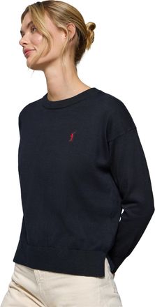 Polo Club Strickpullover Marineblau mit V-Kragen und Rigby Go Logo-Stickerei - Damen - 100% Baumwolle