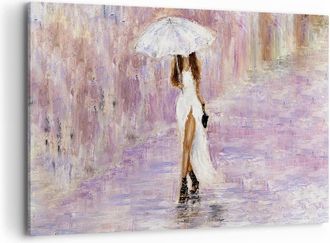 Arttor Bilder auf Leinwand 100x70cm Leinwandbild mit Rahmen Frau Regenschirm Gro&szlig; Wanddeko Bild Schlafzimmer K&uuml;che Deko Wandbilder Dekoration Wohnzimmer Wall