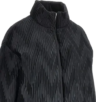 Emporio Armani Chevron Pleat Velvet Down Jacket - Black