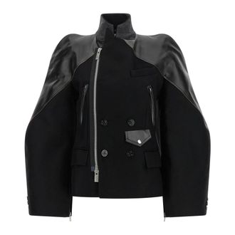 sacai Leather Jackets - - Jackets - Damen - Schwarzk - S