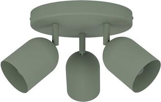 Eglo Deckenlampe 3-flammig Tilston, Deckenstrahler Wohnzimmer, Spot Deckenleuchte aus Stahl in Dunkelgrün, E14 Fassung