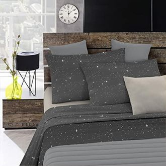 Italian Bed Linen Fashion Bettwäsche-Set, Stars Grigio, Kleines Doppelbett