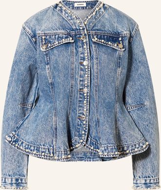 Sandro Sandro Jeansbluse Mit Schmuckperlen Und Schmucksteinen blau