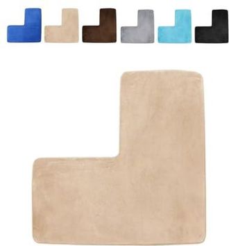 Generico Tapis de bain dangle en forme de L, doux en polaire de corail/duvet, antid&eacute;rapant et super absorbant, lavable en machine, pour coin douche, baignoire,