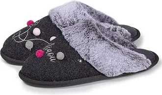 Isotoner Chaussons Pantoufles Mules Femme Chat Fantaisie