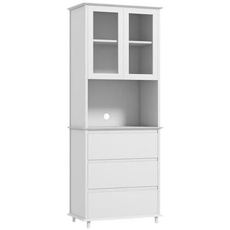 HOMCOM Buffet de Cuisine Meuble de Rangement Placard 2 Portes 3 tiroirs et Niche Centrale dim. 68L x 38l x 172H cm en Bois Blanc