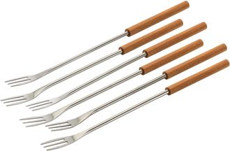 Kuhn Rikon K&auml;sefonduegabeln Kirschholz 6-teilig, Wood, Silber/Holzfarbe