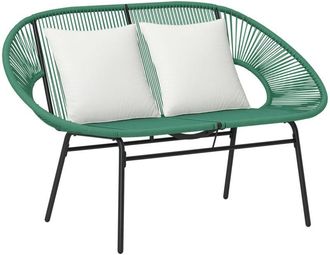 OUTSUNNY Banc de jardin 2 places design Acapulco 2 coussins métal résine filaire vert