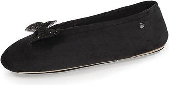 Isotoner Chaussons pantoufles Ballerines femme d&eacute;tail noeud pr&eacute;cieux, 38 EU, noir