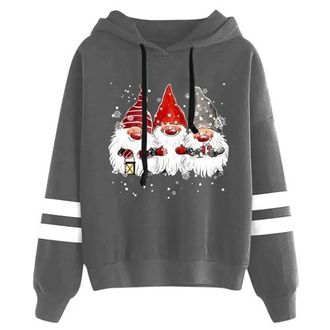 Generic Pull De Noel Femme Pull Noel Femme Sweat Noel Coupe Cool Confortable Sweat Capuche Imprimé Manches Longues Col Rond Décontracté Sportif Tendance Quoti
