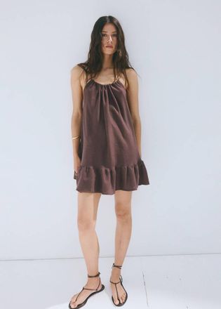 Mango Strickkleid mit gerafftem Kragen weinrot - Damen - XS - MANGO