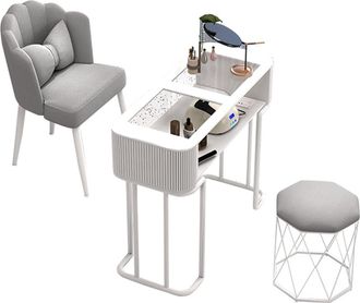 Generic Manicure Table Station Professional Nail Technician Workart Desk with Drawer & Open Shelves,Modern Home Nail Storage Beauty Equipment Wooden Salon Spa