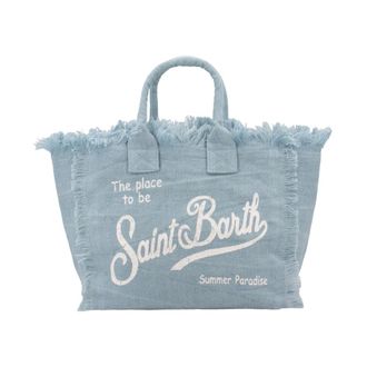 MC2 Saint Barth Femme, Sacs, Bleu, Taille: ONE Size Vanity Linen Tote Bag
