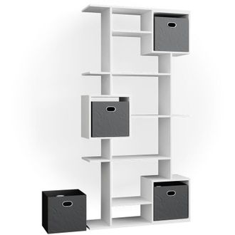 Vicco Raumteiler Cube, Wei&szlig;, 92 x 187.7 cm mit 2 Faltboxen