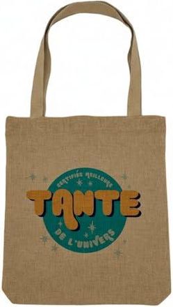 Fabulous Sac Shopping Tote Bag Aspect Lin - Certifi&eacute;e meilleure Tante de lunivers Cercle Famille Id&eacute;e Cadeau - Sac de Courses Toile Epaisse 360g Beige Naturel 