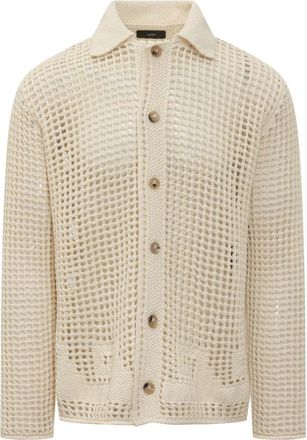 Alanui Homme, Pulls, Beige, Taille: S Open Knit Cardigan Shirt