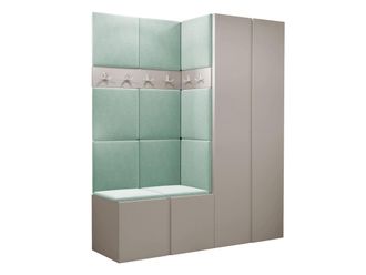 Mirjan24 Garderoben-Set Monati III, 2X Schuhschrank + Kleiderhakenbrett + Kleiderschrank Gepolstertes Paneel/Wandpaneel Kleiderhaken Flurgarderobe Wandgarderob