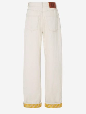 Fendi Womens Jeans Cotton-Linen Beige