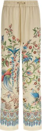 Etro Femme, Pantalons, Beige, Taille: 36 FR Pantalon Large avec Imprim&eacute; Flore et Faune Plac&eacute;