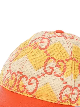 Gucci 7051653HAKX8475 Raffia-Effect GG Monogram Baseball Cap