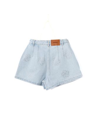 Rotate Studded Denim Shorts - Blue