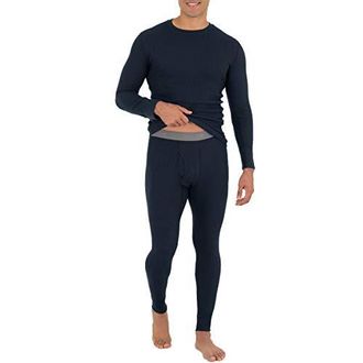 Fruit Of The Loom Recycled Waffle Thermal Underwear Set (Top and Bottom) Ensemble de Pijama, Bleu Marine, M Homme