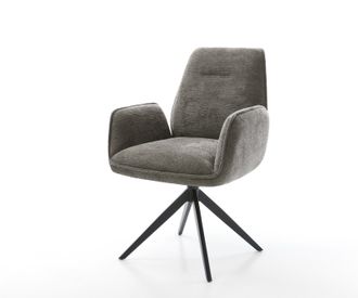 DELIFE Drehstuhl Zoa-Flex Boucl&eacute; Soft Schlamm Kreuzgestell breit Schwarz 360&deg; drehbar Wippfunktion Taschenfederkern, Esszimmerst&uuml;hle