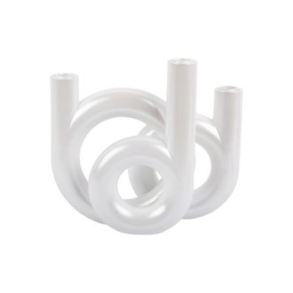 Present Time Kerzenst&auml;nder Rings Medium - Wei&szlig; - 18x12x20cm - Rechteck - Polyresin - Kerzenhalter - Weihnachtsdekoration - Geschenk f&uuml;r sie