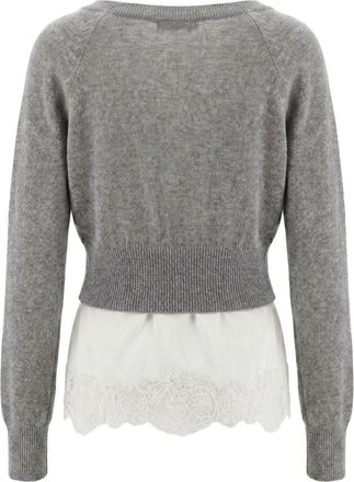 Ermanno Scervino Cashmere Lace-Trim Cardigan - grey