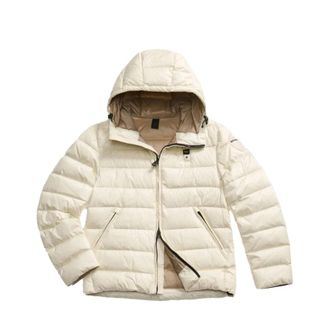 Blauer Gesteppter Piumino mit horizontalen Streifen - - Jackets - Herren - Wei&szlig; - M