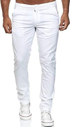 Elara Pantalon Chino Homme Régulier Slim Fit Chunkyrayan MEL009-Weiß-32/34