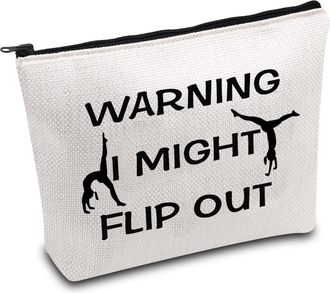 Generic Gymnastik-Make-up-Tasche für Frauen, Gymnastik-Trainer, Geschenk, Gymnastikliebhaber, Geschenk, Warnung I Might Flip Out, Turnerin Mädchen, Reißversch