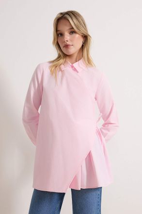Trendyol Modest Damen Rosa Einfarbig Lang Regular Fit Modest Hemden