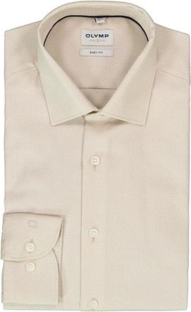 Olymp Herren Hemd beige Baumwoll-Stretch