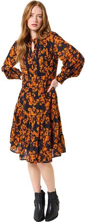 Joe Browns Damen Georgette Fabric Autumn Floral Tiered Dress Kleid, Schwarz, 38
