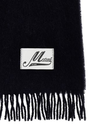 Marni Logo-Patch Wool Blend Scarf - Black
