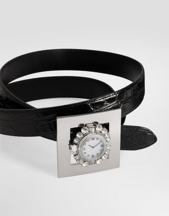 Dolce & Gabbana G&uuml;rtel Aus Kaimanleder - Mann G&uuml;rtel Schwarz 110