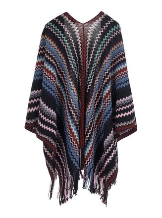 Missoni Womens Multicolour V-Neck Cape Tech Fabric Acrylic Coat