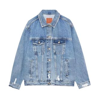 Anine Bing Femme, Vestes, Bleu, Taille: 38 FR Veste en Jean Bleu Style Oversize D&eacute;chir&eacute;
