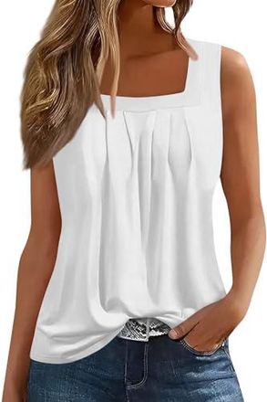 Generic Debardeur Femme Chic et &eacute;l&eacute;gant Chemisier sans Manche D&eacute;bardeur Crop Top Ete Haut Chic et Elegant Caraco Vetement Femme Tee Shirt sans Manche Fluide A