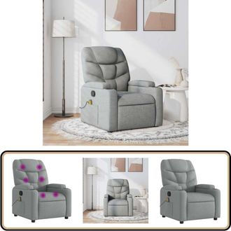 vidaXL Massagesessel Hellgrau Stoff - Massage Sessel - Relaxsessel - TV-Sessel - Bequeme Lounge - Polstersessel