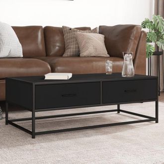 vidaXL Table basse noir 100x50x35 cm bois ding&eacute;nierie et m&eacute;tal - Vidaxl