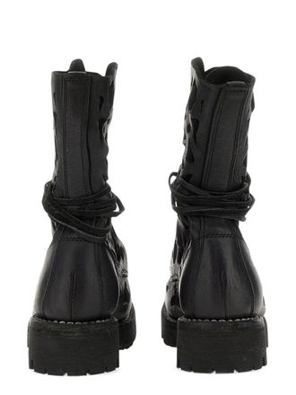 Guidi Cut-Out Details Ankle Boot - Black
