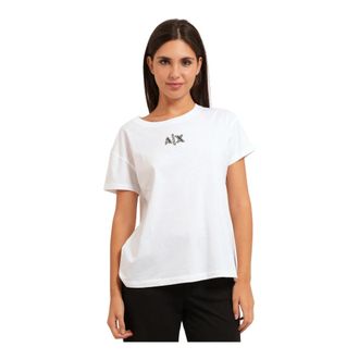 A|X Armani Exchange Glitzer-Logo T-Shirt - - Tops - Damen - Wei&szlig; - XL