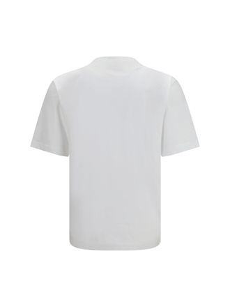 Prada Mens Pocket T-Shirt With Logo Bianco Cotton T-Shirts And Polos