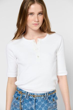 Gerard Darel T-shirt en coton &agrave; boutons - Blanc