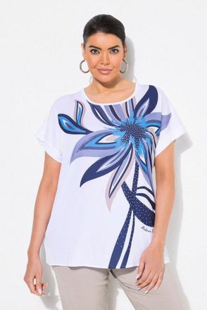 Ulla Popken T-Shirt T-Shirt Bl&uuml;te Oversized Rundhals Halbarm