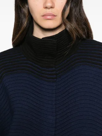 Emporio Armani Wool Blend Wave-Pattern Coat - Black