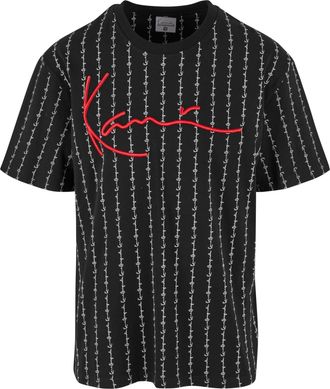 Karl Kani Herren KKMQ12130BLK Signature Logo Pinstripe Tee Black, M